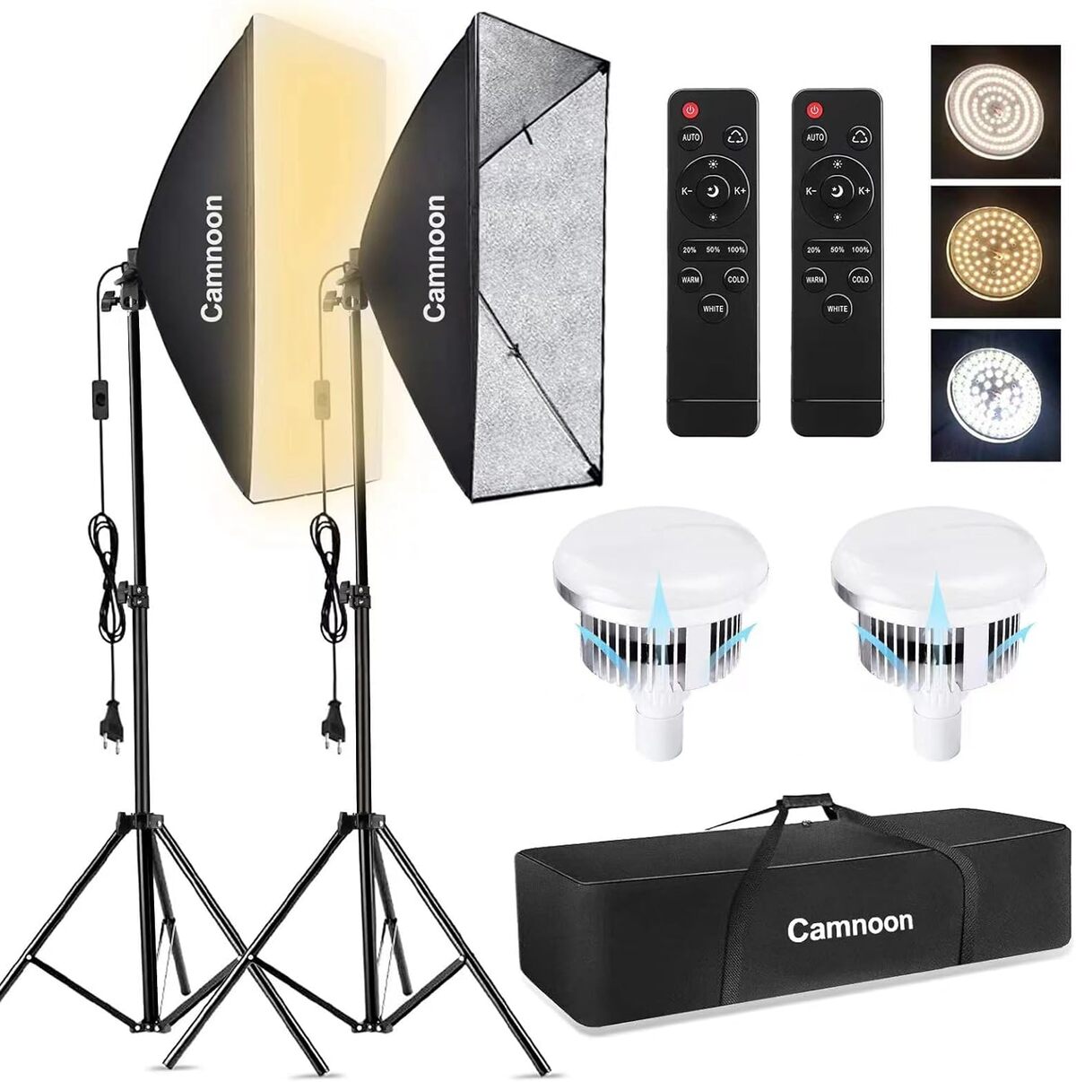 Test : kit softbox Camnoon avec éclairage LED bi-color